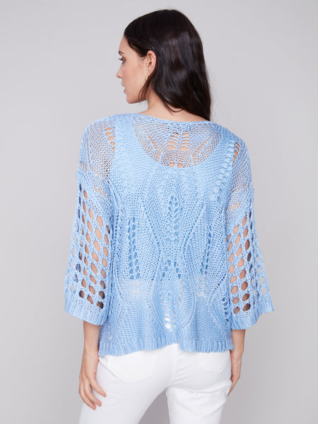 Charlie B Spring/Summer 2024-C2622-797B-Crochet Sweater-Sky – The Coach ...